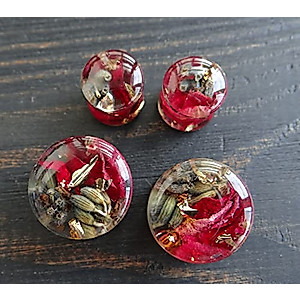 ETERNIADA Rose and Lavender ear plugs Wedding gauges 00g plugs 2g earrings Rose gauges 0g tunnels 2 inch plugs Resin gauges Real flower plugs Floral gauges (00g / 10mm / 3/8" / PAIR)