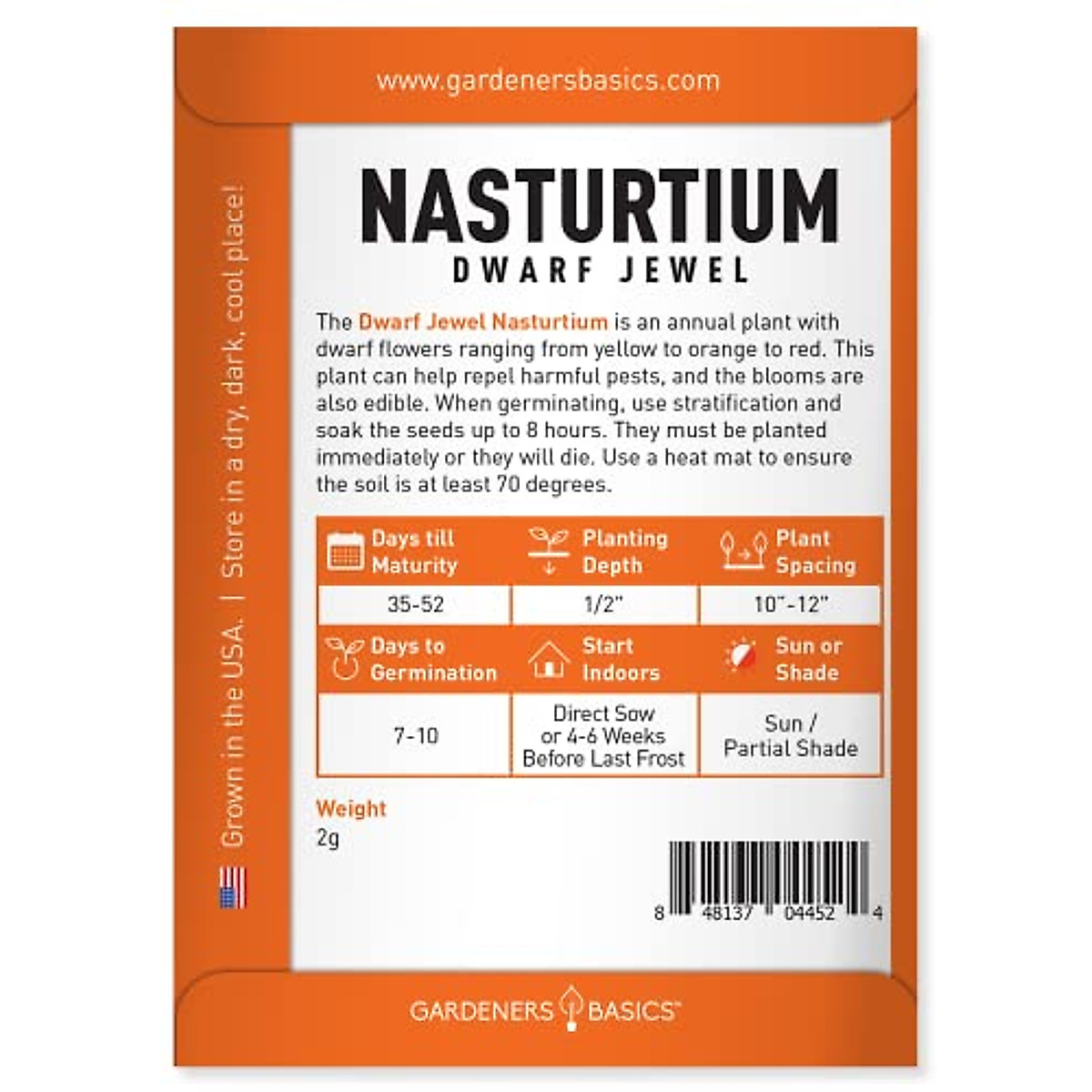 Nasturtium Flower Seeds for Planting (Dwarf Jewel) - Edible Flower Open Pollinated, Non-GMO Annual Flower Seed for Flower Gardens by Gardeners Basics