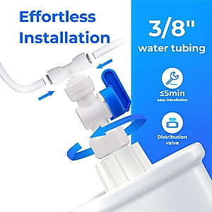 Waterdrop WD-XT Small Water Pressure Tank, RO Pressure Tank for All WD-X-series Reverse Osmosis System to Connect the Refrigerator, Mini RO Water Tank Fits 𝟯/𝟴" Water Tubing, WD-X8/X12/X16, BPA Free