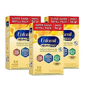 Enfamil NeuroPro Infant Formula - Brain Building Nutrition Inspired by Breast Milk - Powder Refill Box, 31.4 oz (Pack of 3)