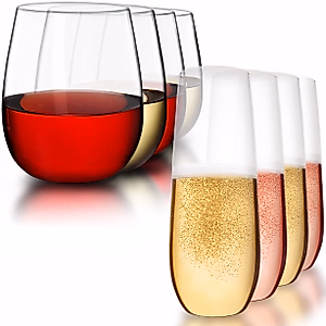 Bravario Unbreakable Glasses Bundle | 4 Wine, 4 Champagne | Shatterproof 100% Tritan Plastic | Dishwasher-Safe | BPA-free | Awesome for Indoor & Outdoor, Gifts & Holidays