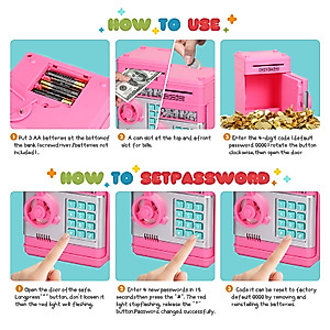 Piggy Bank for Girls Boys Large Electronic Money Coin Banks with Password Protection, Automatic Paper Money Scroll Saving Box, Digital Electronic Savings Safe Machine Box, Birthday Gifts for Kids