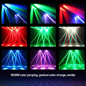 Spider Moving Head Lights, HAKUTA LED Stage Light RGBW 4-in-1 LED Moving Head Light, Compatible DMX-512 with 4 Control Modes for Parities, Concert, Performance Stage, Club, Bar and Wedding Ceremon