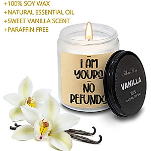 AharHora Scented Candles Gifts for Women Men - I am Yours - Funny Romantic Gifts for Mom Dad Boyfriend Girlfriend Husband Wife Fiance Couples Valentines Day Gifts, Funny Gifts for Mother's Day