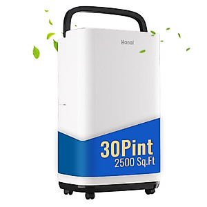 WANAI 30 Pints Dehumidifier for Basements with Drain Hose, 2500 Sq.Ft Dehumidifiers Auto Drain or Manual Drainage, Small Dehumidifier for Home Bedroom Bathroom with 2.2L Water Tank, 3 Modes, 24Timer