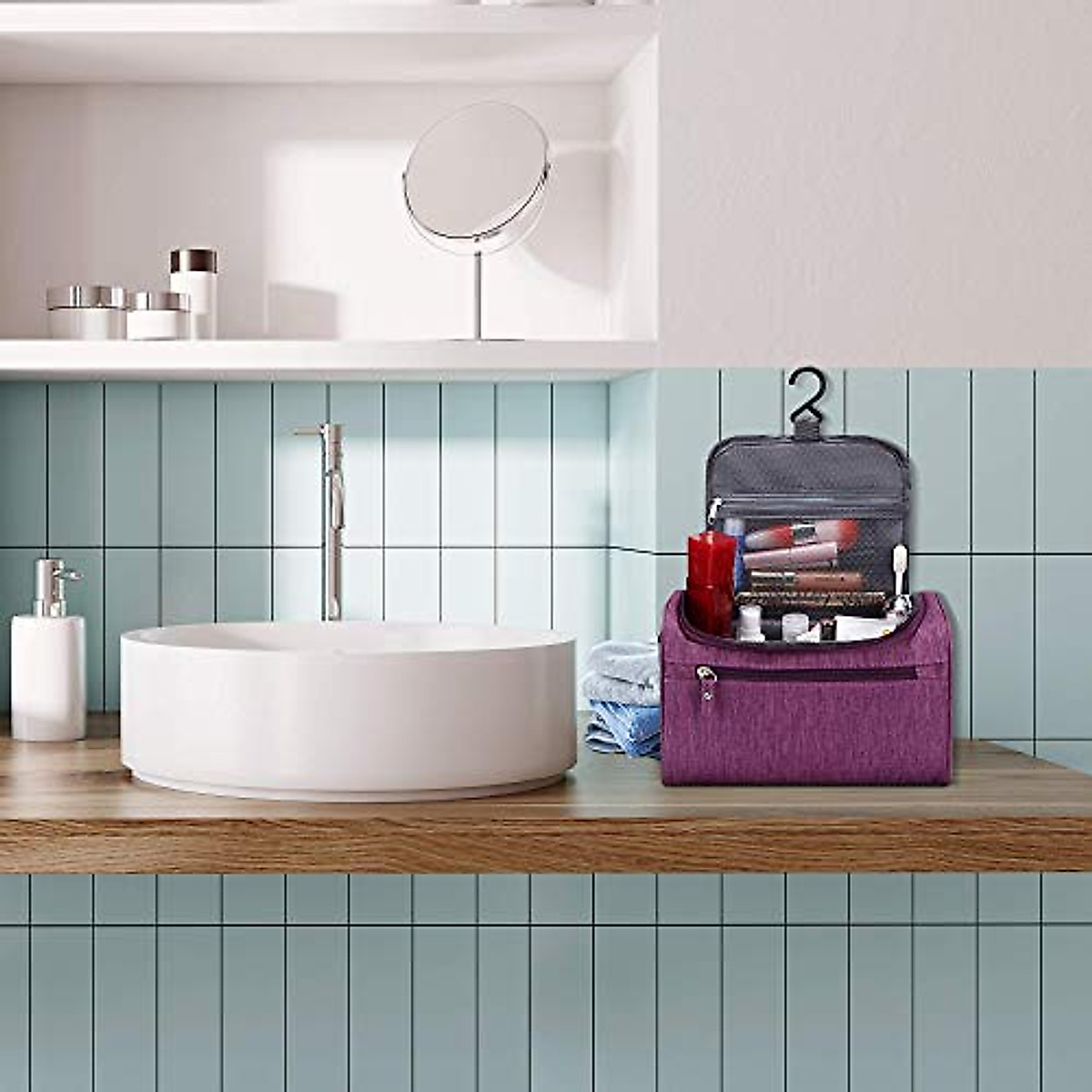 SELLYFELLY Hanging Toiletry Bag for Travel Women Storage Shower Bag Men's Shaving Bag Dopp Kit Organizer With Hook