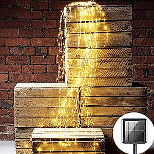 PXBNIUYA 220 LED Solar Firefly Bunch Lights, Fairy Copper Wire Waterproof Decorative Light, 8 Flashing Modes, Solar Vine Waterfall Watering Can Light, Outdoor Patio Garden Light (No Watering Can)