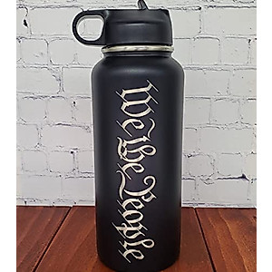WTP We The People American Flag Stainless Steel Water Bottle Insulated - Double Walled Two-Sided Laser Engraved Hydration Bottle Hot or Cold / 32 oz US Constitution