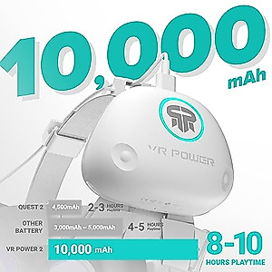 Rebuff Reality VR Power 2 - VR Headsets Battery Pack Compatible with Oculus Quest 2, 10,000mAh Extended 8 Hrs of Playtime and Lightweight Design, Counter Balance with Improved Comfort