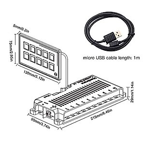 Control Switch Panel, Universal 10P Membrane Control Switch Panel Bluetooth APP Control with Backlight Module LED Touch Built‑in PPTC for RV Boat