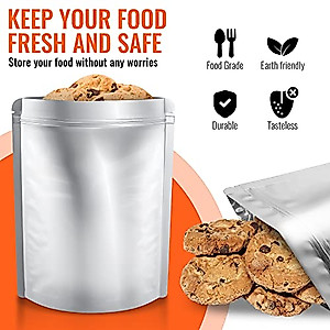 50 Mylar Bags for Food Storage with Oxygen Absorbers - 25 1 Gallon 10''x14'' - 25 1 Quarts 6''x9''- 25 500CC 25 300CC Oxygen Absorbers - 10 Mil Super Thick - Long Term Storage Vacuum Seal Ziploc