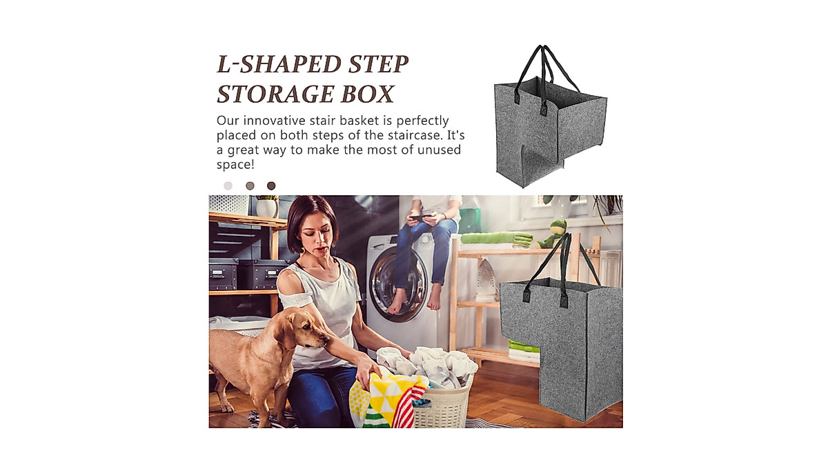 Small L-Shape Stair Basket Organizer for Clutter-Free Home