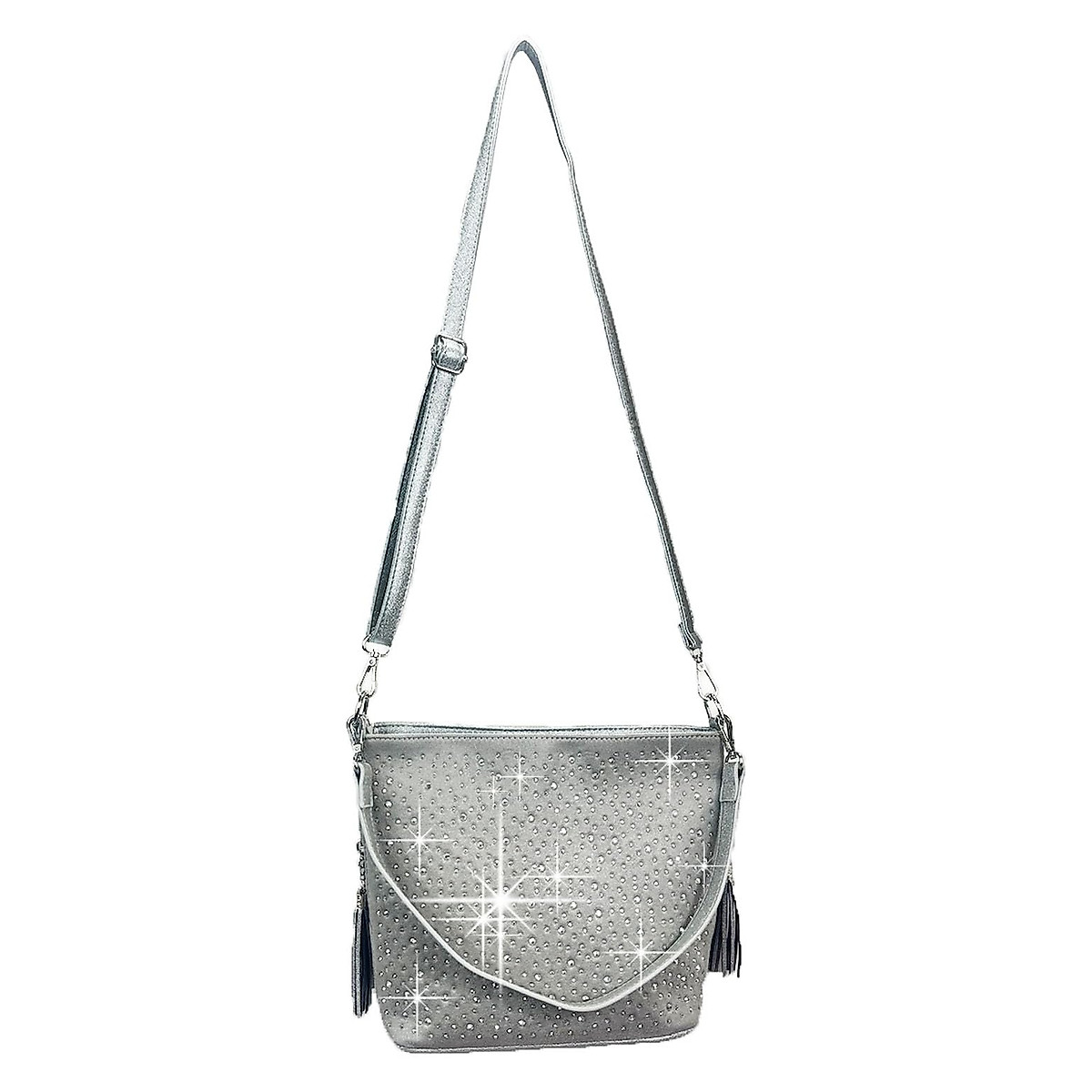 Zzfab Star Sparkling Rhinestones Crossbody Bag Pewter