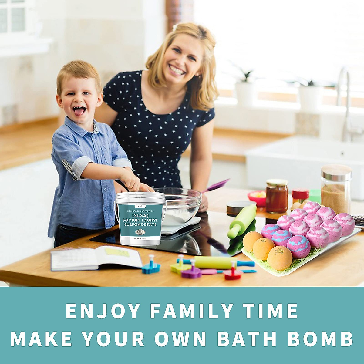 3.7 Pound SLSA Powder for Making Bath Bombs, Premium SLSA Sodium Lauryl Sulfoacetate Powder, Amazing Bubbles, Gentle on Skin, Suitable for Making Bath Bombs, Bath Truffles and More