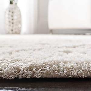 SAFAVIEH Sparta Shag Collection 5'1" x 7'6" Ivory/Beige SPG511D Moroccan Boho Tribal Non-Shedding Living Room Bedroom Dining Room Entryway 1.2-inch Thick Area Rug