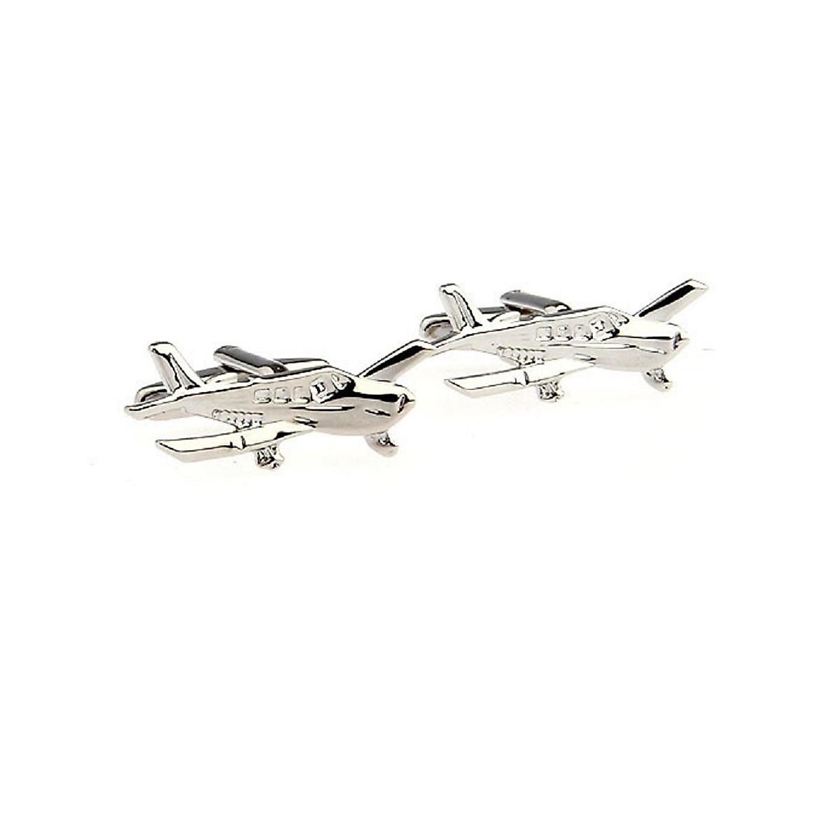 MRCUFF Airplane Plane Cessna Pilot Pair of Cufflinks in a Presentation Gift Box & Polishing Cloth