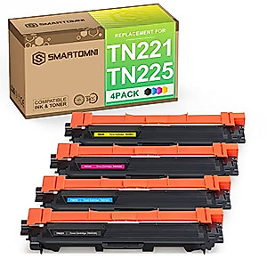S SMARTOMNI TN221 TN225 Compatible Toner Cartridges Replacement for Brother TN-221 TN-225 for use with Brother HL3140CW HL 3170CDW HL-3172CDW HL3180CDW MFC9130CW MFC9330CDW MFC-9340CW(KCMY,4 Pack)