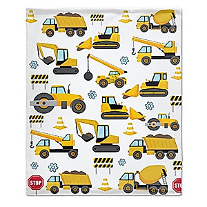 Ottoy Construction Trucks Blanket Lightweight Plush Fuzzy Cozy Soft Blankets for Couch Quilt Decorative Birthday Gift 50"x40" for Kids