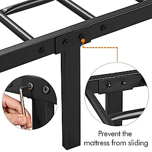 Yaheetech King Size Metal Bed Frame with Headboard and Footboard Platform Bed Frame with Storage No Box Spring Needed Mattress Foundation for Adults Black
