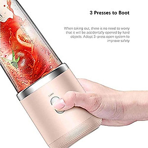 JTJxop Personal Blender for Shakes and Smoothies, Mini Blender, Smoothie Blenders, with 6 Blades, BPA Free 1500mAh USB Rechargeable, Pink