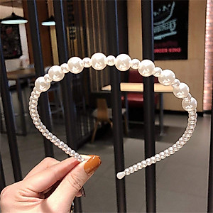 Aoxmas 3pcs White Faux Pearl Hairbands Bridal Hair Hoop Wedding Hair Accessories Pearl Headbands for Women Girls
