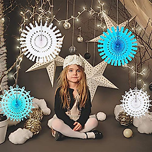 8 Pieces Tissue Paper Snowflakes Hanging Paper Snowflakes Christmas Snowflake Paper Decoration for Birthday Christmas Tree Baby Shower Wedding Home Ornament