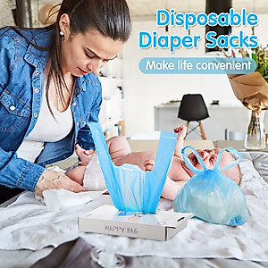 1600 Count Baby Disposable Diaper Bags Scented Diaper Sacks with Tie Handle Disposal Diaper Trash Bags Baby Poop Bags Waste Bag Refill (Blue)