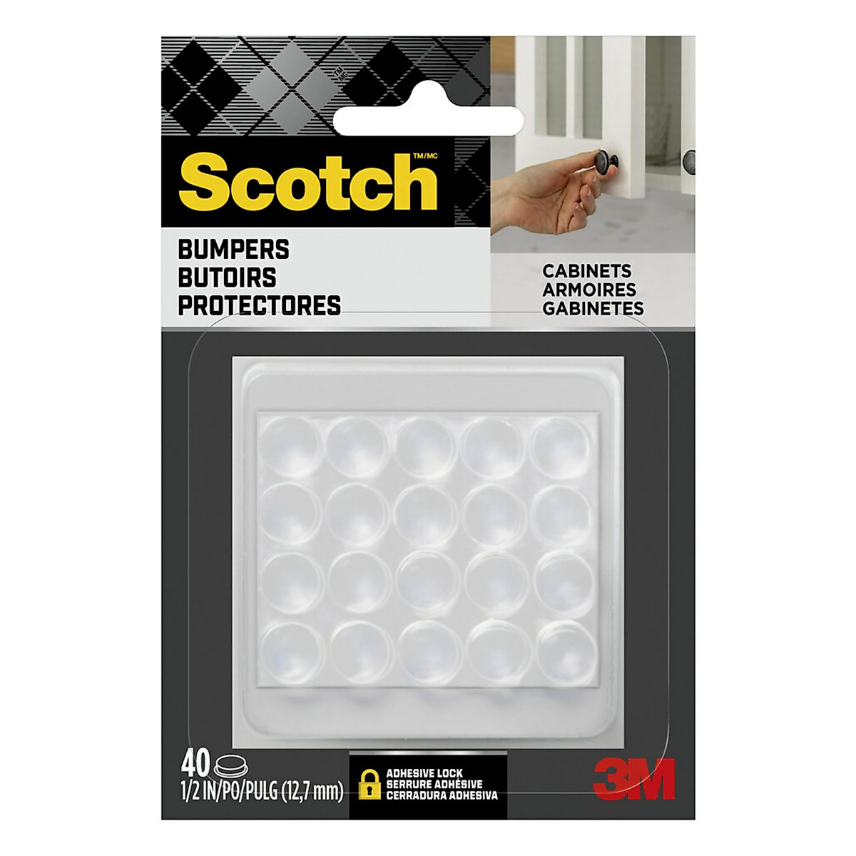 Scotch SP951-NA Bumpers and Door Stops, 1/2" Round, Clear, 40 Count