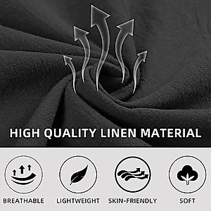 BCOFUI Womens Linen Wide Leg Pants High Waisted Drawstring Baggy Loose Beach Trousers with Pocket