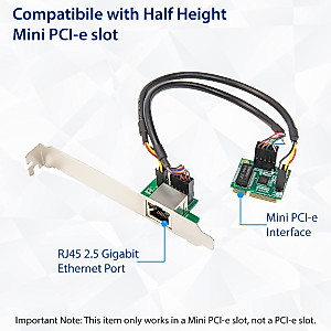 IO CREST 2.5 Gigabit Ethernet Mini PCI-E Network Controller Card 10/100/1000/25000 Mbps RJ45 LAN Adapter Converter for Desktop PC,SI-MPE24073
