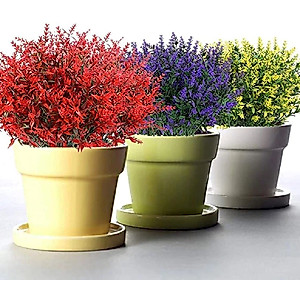 8 Bundles Fall Artificial Flowers Outdoor Lavender Fake Flowers UV Resistant Faux Plastic Plants No Fade Greenery Bushes for Garden Front Door Porch Window Box Walkway Patio Home Farmhouse Decor