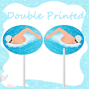 36Pcs Swimming Cupcake Toppers Swim Team Cupcake Toppers Swimming Birthday Party Cake Picks Swimming Pool Party Decorations for Summer Swimming Pool Baby Shower Supplies
