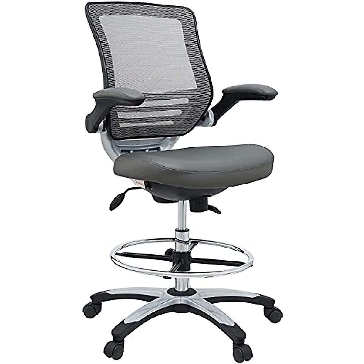 Modway EEI-211 Edge Drafting Chair - Reception Desk Chair - Flip-Up Arm Drafting Chair in Gray