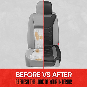 Motor Trend LuxeFit Gray Seat Cover for Cars Trucks Van SUV (1 Piece), Premium Faux Leather Car Seat Cover, Easy to Install Automotive Seat Cover with Storage Pockets, Fits Most Vehicles