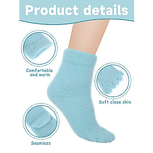 Bencailor 3 Pairs Women Toe Socks Fuzzy Toe Socks Warm Winter Toe Socks Five Toe Socks for Women Men, Size 5-8(Green, Blue, White)