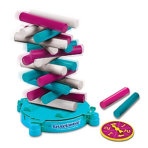 MUKIKIM Shakewave, Ultimate Stacking Blocks Game Challenge, Stack Rollers to Build Tower As High As Possible On Rotating Base Without Causing It to Collapse! Promotes Hand-Eye Coordination & Balance