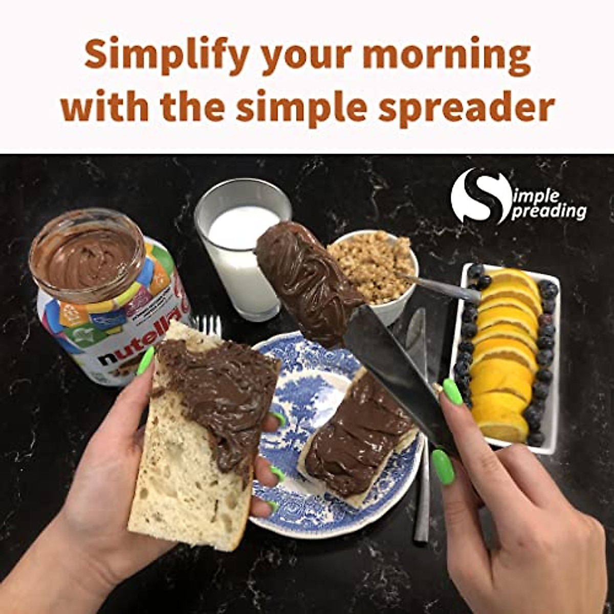 Stainless Steel Spatula Spreader Knife, Peanut Butter and Jelly, Chocolate or Strawberry Jam Stirrer & Jar Scraper Multifunction Stir & Scrape BIG Jars - Spread with Clean Hands By Simple preading
