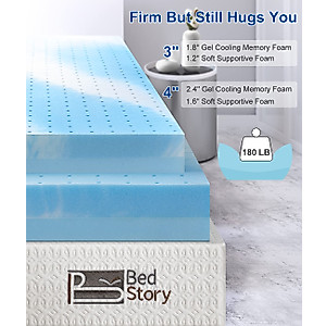 BedStory Mattress Topper Queen, 3 inch Memory Foam Mattress Topper, 1.8" Memory Foam Topper Plus 1.2" Firm Foam Mattress Topper, Cooling Bed Topper Mattress Pad for Back Pain Relief, CertiPUR-US