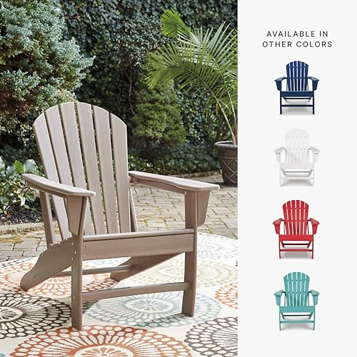 Signature Design by Ashley Sundown Treasure Outdoor Patio HDPE Adirondack Chair, Light Brown