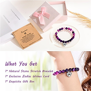 OFKAIS Zodiac Taurus Bracelet Gifts, Taurus Gifts for Women's Birthday, Valentine, Thanksgiving, Christmas & End of Year, Natural Stone Horoscope Beaded Zodiac Bracelet