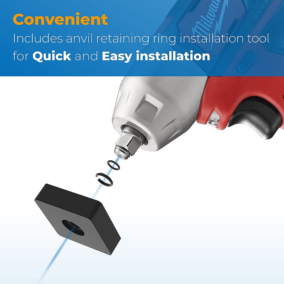 3/8" Impact Retaining Ring Fits Milwaukee 3/8 Impact Friction Ring Clip With O-Ring,Impact Hog Ring Replacement For Milwaukee Type Wrenches, Impact Wrench Tool Parts(4 Sets)