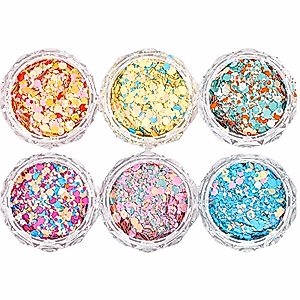 Dip Powe Top Base and Activator Decoration Art for Nails Body DIY Nail Manicure Irregular 6 Set Boxes Set Eyes Tips Sequins Glitter Face Nail Hair Craft Nail Powder Gel Nail Set