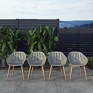 Amazonia Villanova 4-Piece Chair Set | Eucalyptus Wood | Ideal for Outdoors, Grey Dark Teak Finish