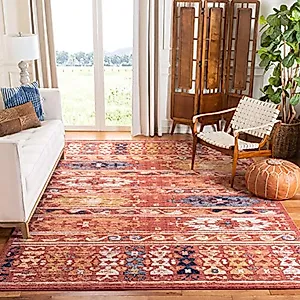 SAFAVIEH Charleston Collection Area Rug - 5'3" x 7'6", Rust & Ivory, Boho Distressed Design, Non-Shedding & Easy Care, Ideal for High Traffic Areas in Living Room, Bedroom (CHL421Q)