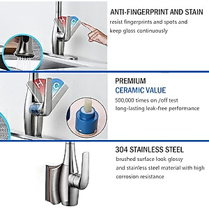 GERIGEMT Faucets for Kitchen Sinks,Kitchen Faucet with Pull Down Sprayer High Arc Kitchen Sink Faucet Stainless Steel Brushed Nickel with 10 Inch Deck Plate,with cUPC Water Supply Lines.