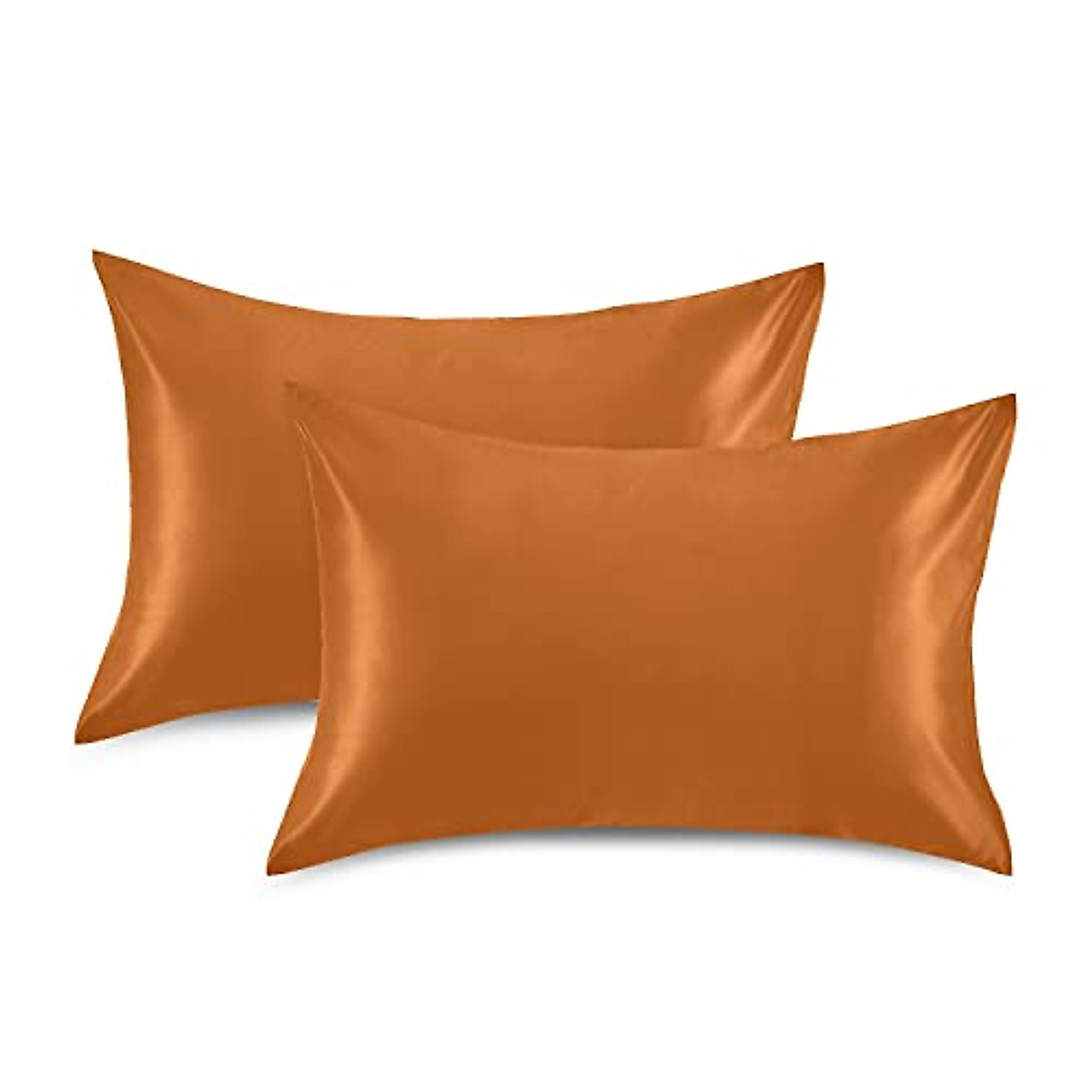 xigua Satin Pillowcase Plain Rust Orange Solid Color Silk Satin Pillowcase for Hair and Skin Satin Pillow Cases with Envelop Closure 20x26 in
