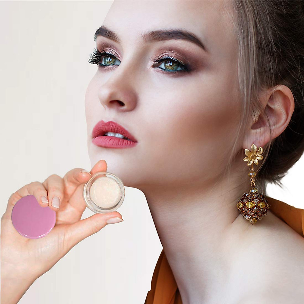 ZEJIA 10pcs Small Travel Containers, Pink Sample Containers with Screw Lids, 5 Size 3/5/10/15/20 Gram Sample Jars with 12pcs Labels and 2pcs Mini Disposable Spatula, Makeup Sample Containers BPA Free