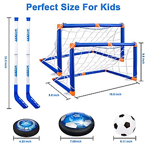 Nazano 3-in-1 Hover Hockey Soccer Ball Kids Toys Set, Led Lights Floating Air Football, Indoor Outdoor Sport Toys for Kids, Christmas Birthday Gifts for Boys Girls Aged 3 4 5 6 7 8-12