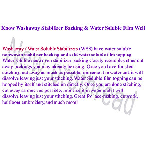 New brothread Light Weight Clear Wash Away - Water Soluble Embroidery Topping Film - 12" x 25 Yd roll - Cut into Various Sizes for Machine Embroidery and Hand Sewing