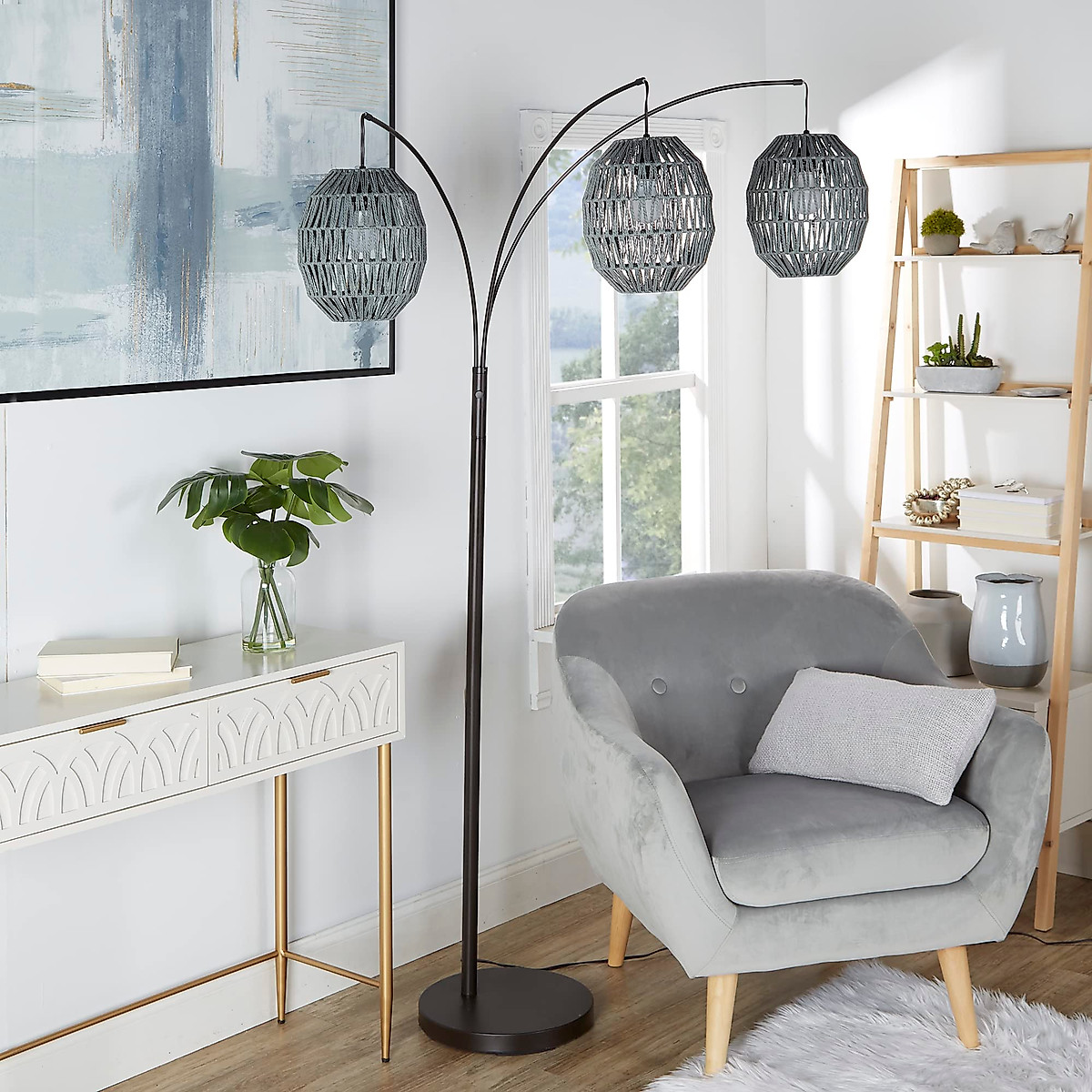 Decor Therapy Laurette 3-Light Metal Floor Lamp, Black